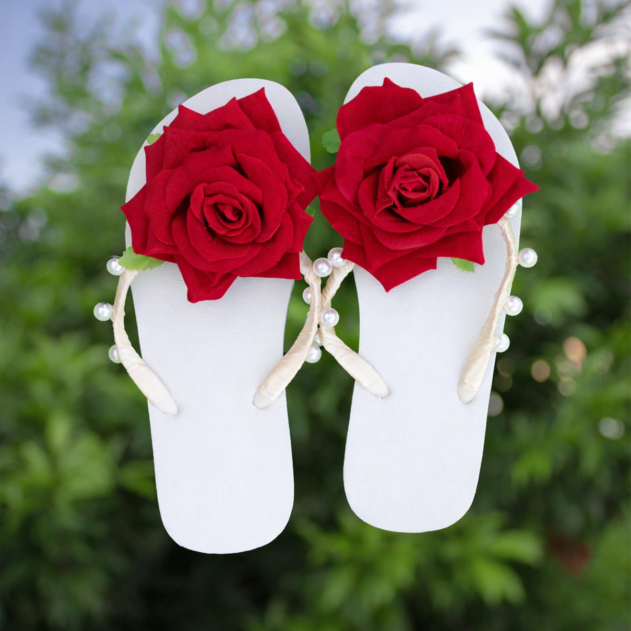 RR White Rose Flip Flops – Elegant Best Seller by Spyda – Spyda Footwear