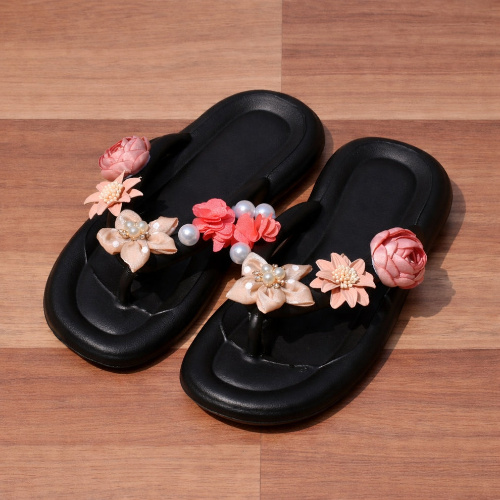DAHLIA Black Flip Flops – Lightweight, Non-Slip Comfort | Spyda – Spyda ...