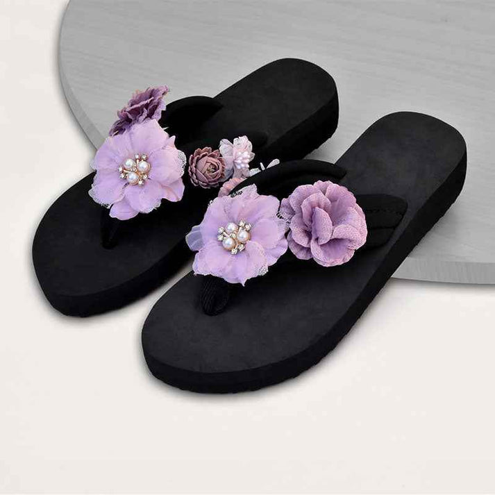 Electric Charm Pink Wedges – Elegant Floral Footwear – Spyda Footwear