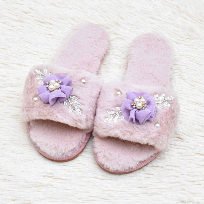 ISLA Pink Fur Slides — Handmade Fur Slippers Pakistan | Spyda – Spyda ...