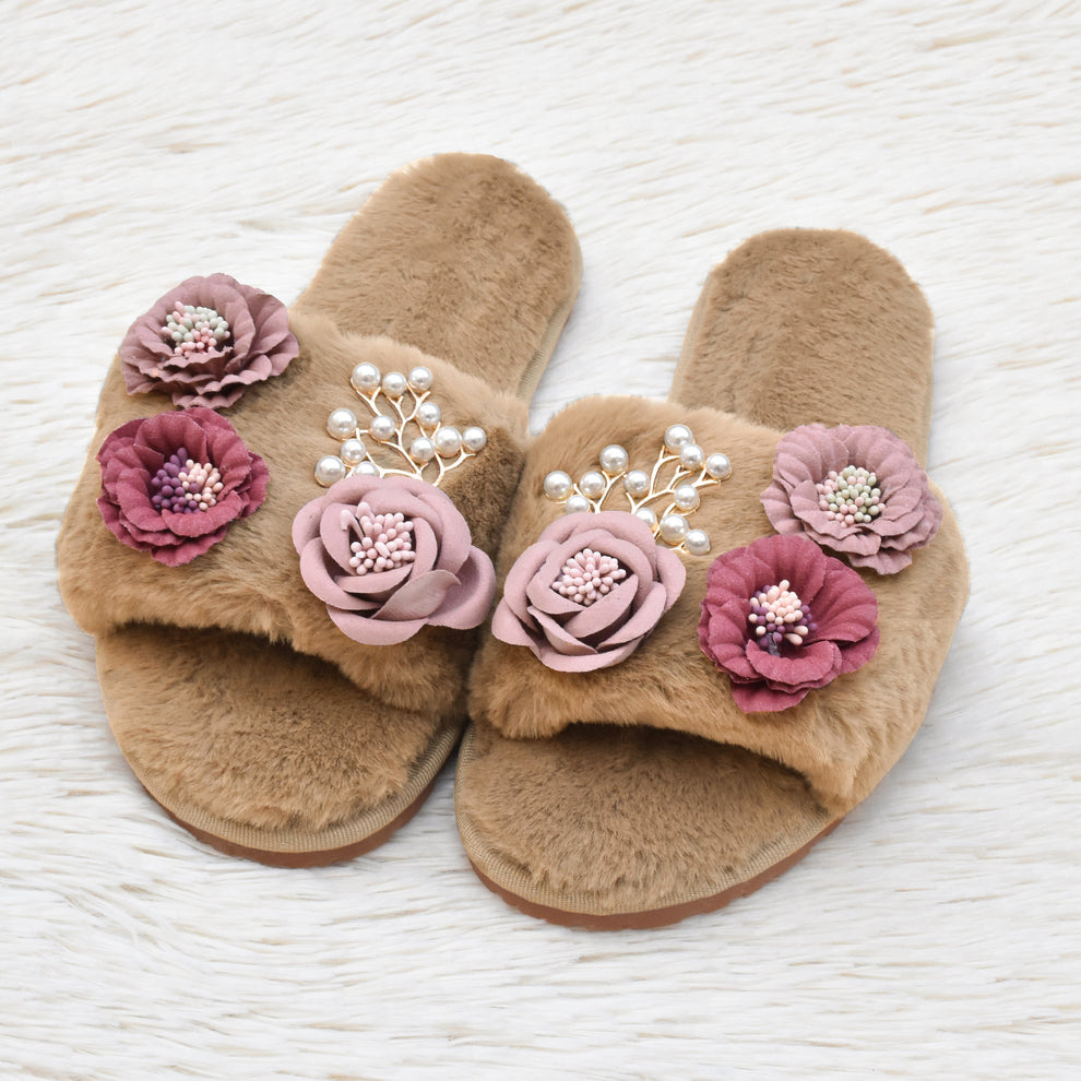 OPAL Brown Fur Slides – Ultra-Soft Fur Slippers for Women | Spyda ...