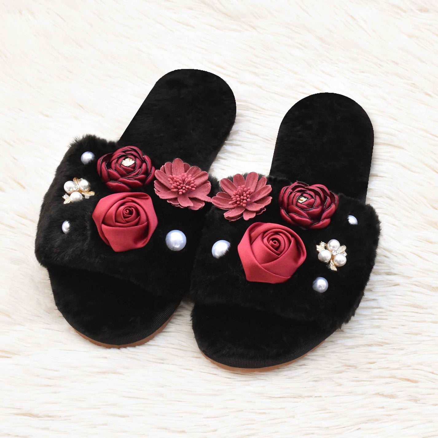 SEPHORA Black Fur Slides – Luxury Slippers for Women | Spyda – Spyda ...