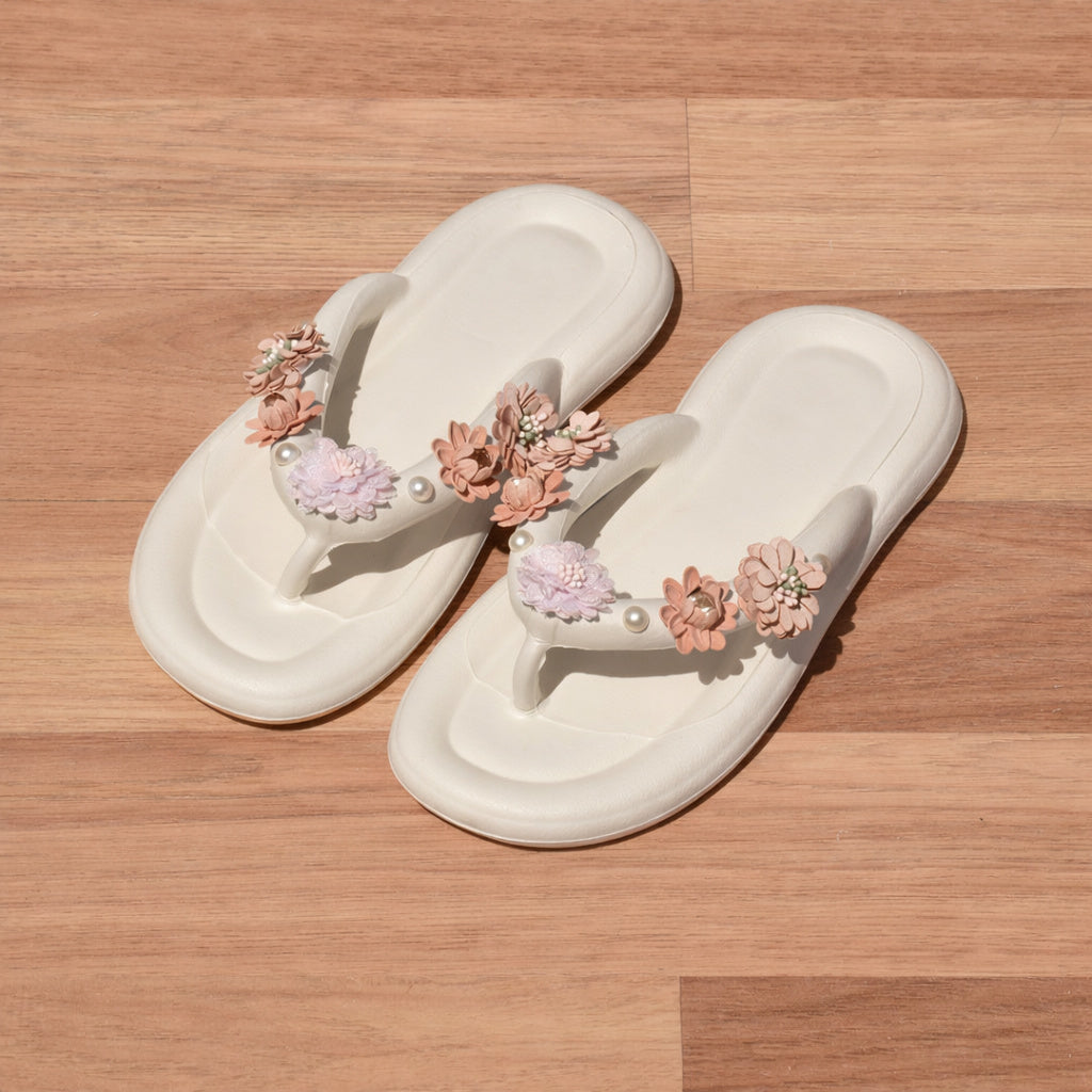 VERGE White Floral Flip Flops – Spyda Handcrafted – Spyda Footwear