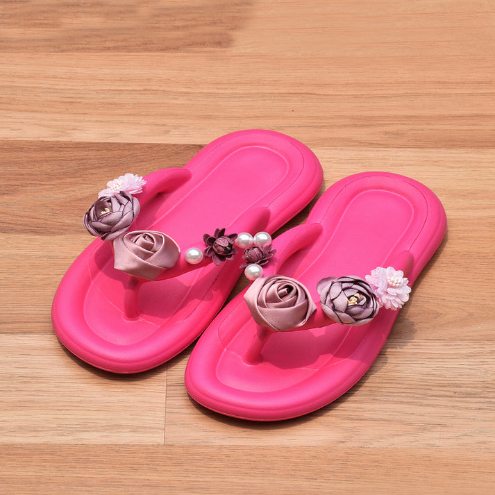 WAVE Pink Floral Flip Flops – Comfy Handmade Sandals | Spyda – Spyda ...